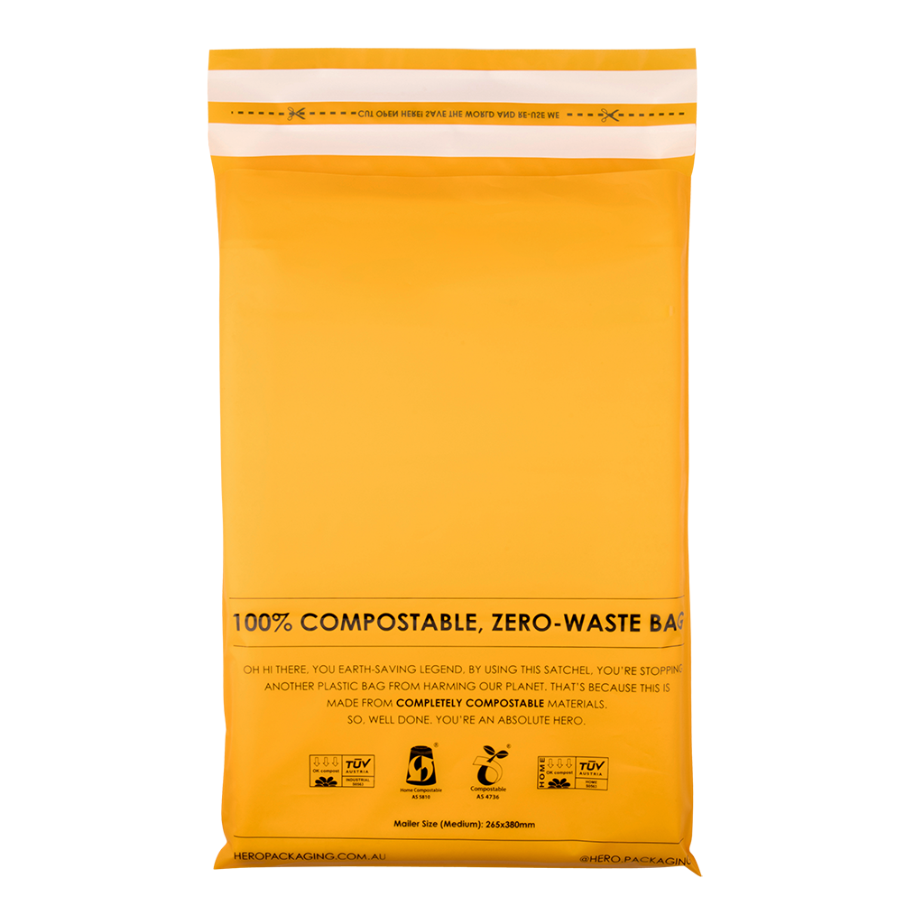 Home Compostable Yellow Shipping Mailers | Hero Packaging